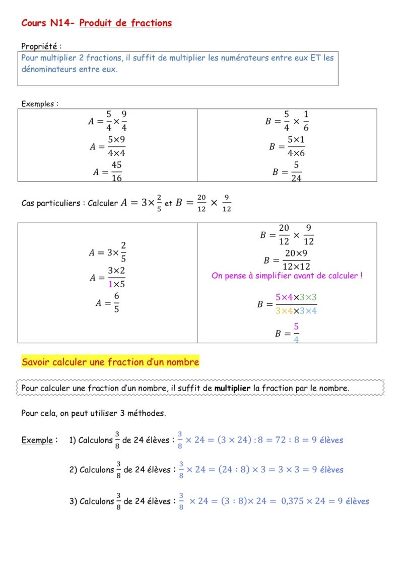 4eme fraction - Maths à la maison