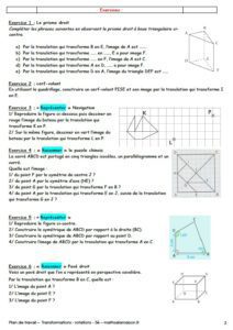 3e Translations - rotations: plan de travail - Maths à la maison