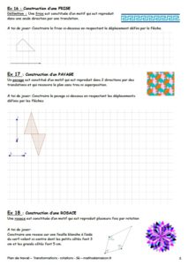 3e Translations - rotations: plan de travail - Maths à la maison