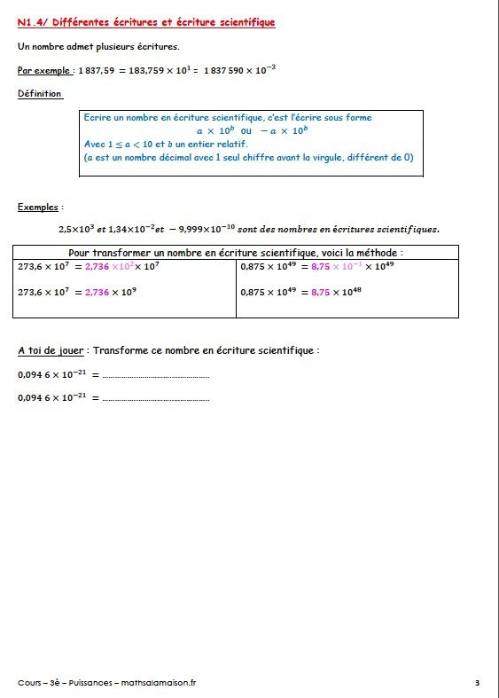 transformer des chiffres en puissances