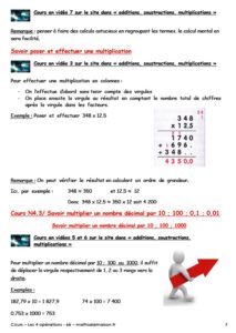 6e Les 4 opérations: Cours - Maths à la maison