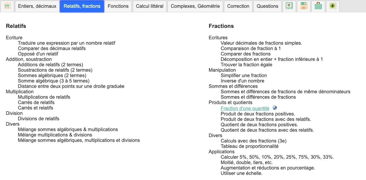 Calcul mental Fractions - Maths à la maison