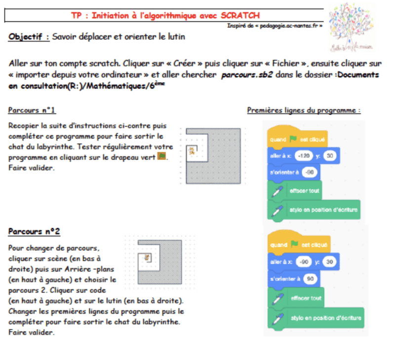 6eme Scratch, tableur et geogebra - Maths à la maison