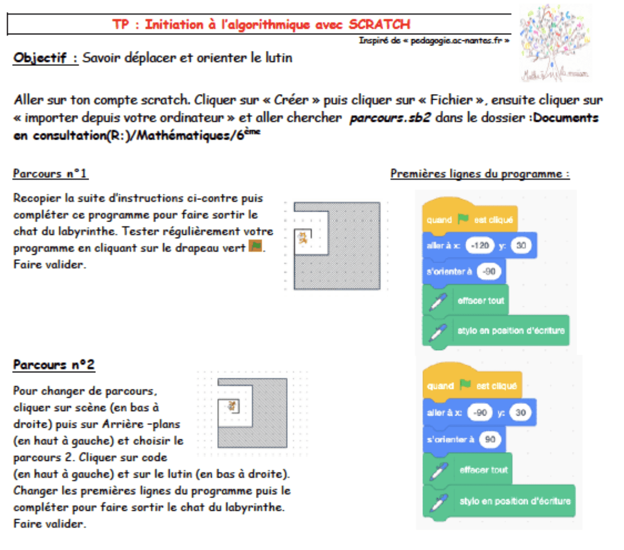 6eme Scratch, tableur et geogebra - Maths à la maison