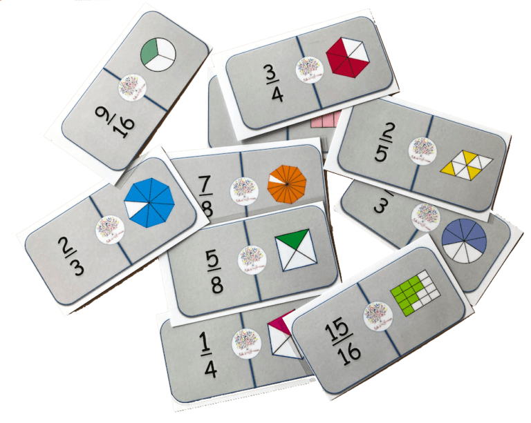 Les fractions: jeu de dominos - Maths à la maison