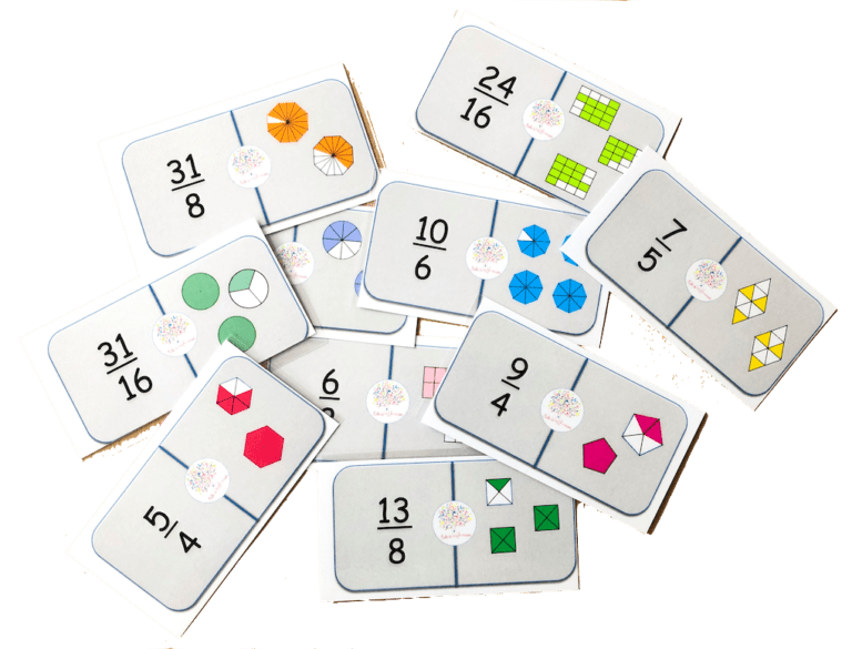 Les fractions: jeu de dominos - Maths à la maison