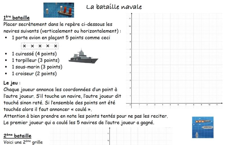 5e La bataille navale : jeu avec les nombres relatifs - Maths à la maison