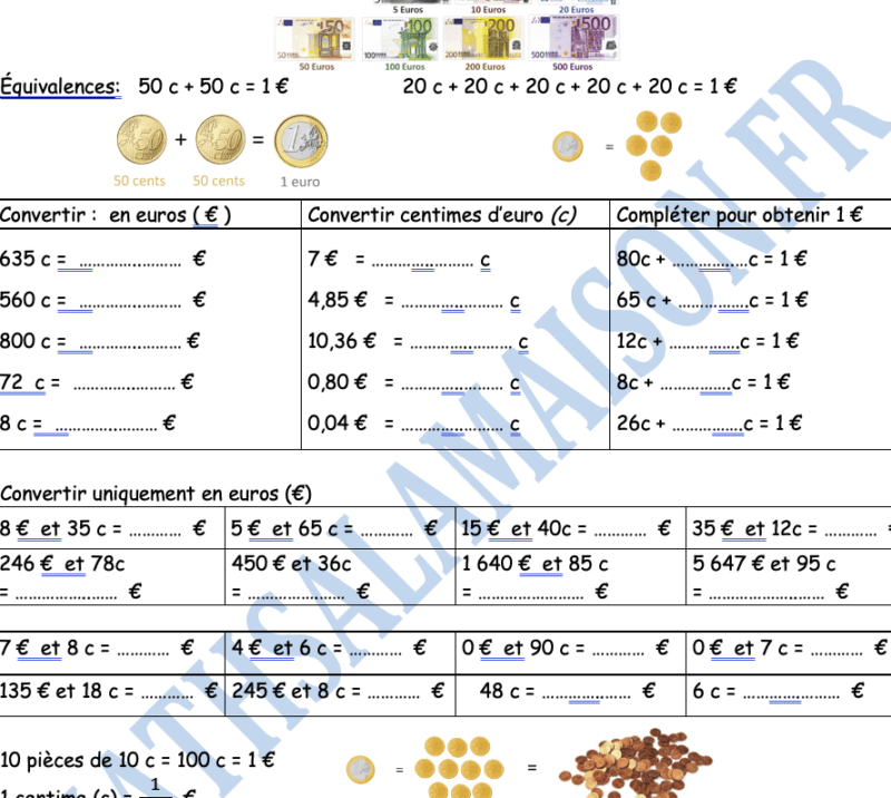 Cm1/Cm2 Nombres décimaux - Maths à la maison